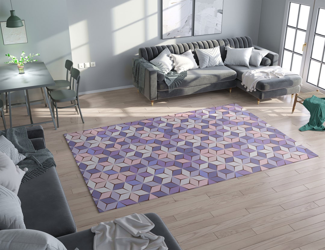 Pink Purple Geometric Rug Lavender Rugs 3x5 4x6 5x7 Large Rug - Etsy