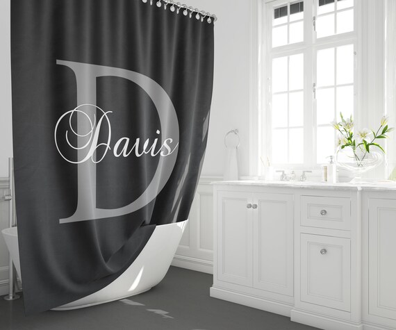 Custom Monogram Shower Curtain Personalized name shower | Etsy