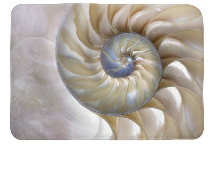 Nautilus Shell Bath Mat Bathroom Ocean Decor Beige Bath Mats Shells ...