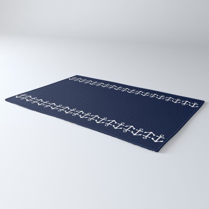 Anchor Rug Navy & White Rug Nautical Rug Boaters Floor Rug - Etsy