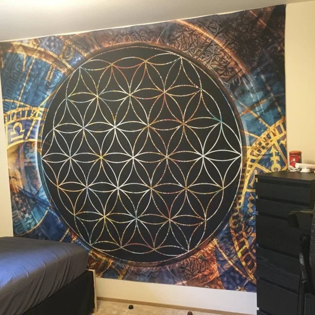 Flower of Life Tapestry Spiritual Tapestry Zodiac Wall Hanging Sacred ...