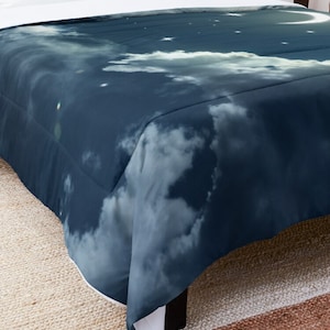 Nights Sky Comforter or Duvet Cover Blue Bedding Moon Bedding Clouds ...