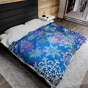 Snowflake Blue Blanket Christmas Decor Xmas Blanket Cute Christmas ...