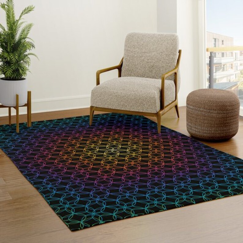 Sacred Geometry Rug Rainbow Geometric Rug Spiritual Rug Floor - Etsy