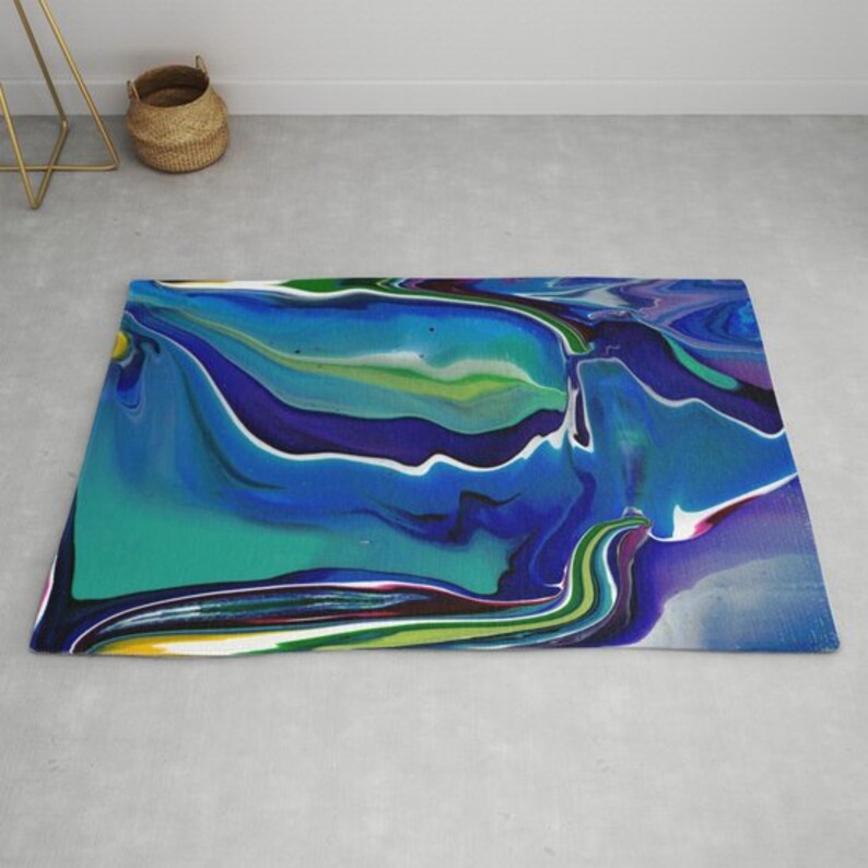 Abstract Aqua Rug Blue Abstract Art Rugs Modern Art Large Rug - Etsy