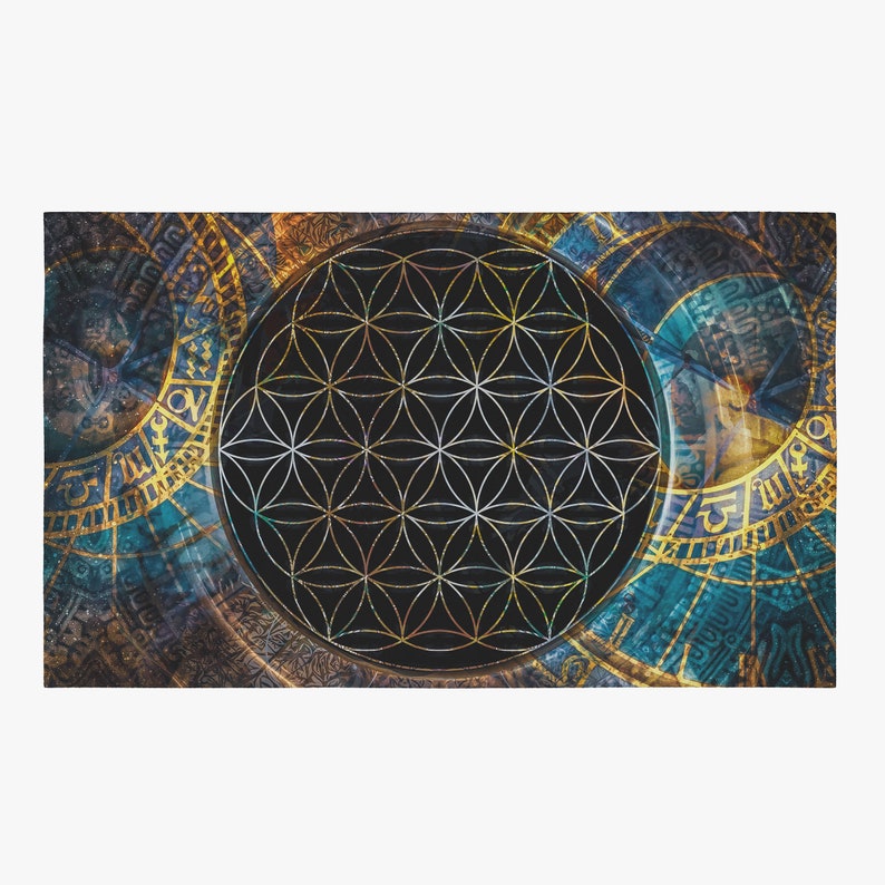 Sacred Geometry Rug Flower of Life Rug Spiritual Rug Black - Etsy