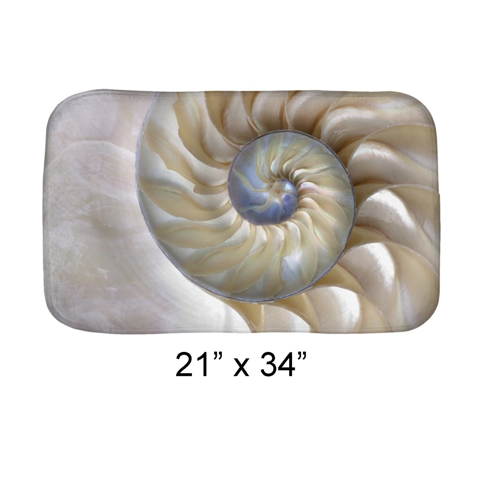 Nautilus Shell Bath Mat Bathroom Ocean Decor Beige Bath Mats | Etsy