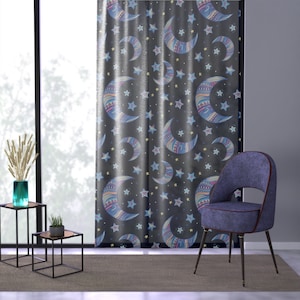 Moon Window Curtains Star Moons Curtains Celestial Drapery Moon Window ...