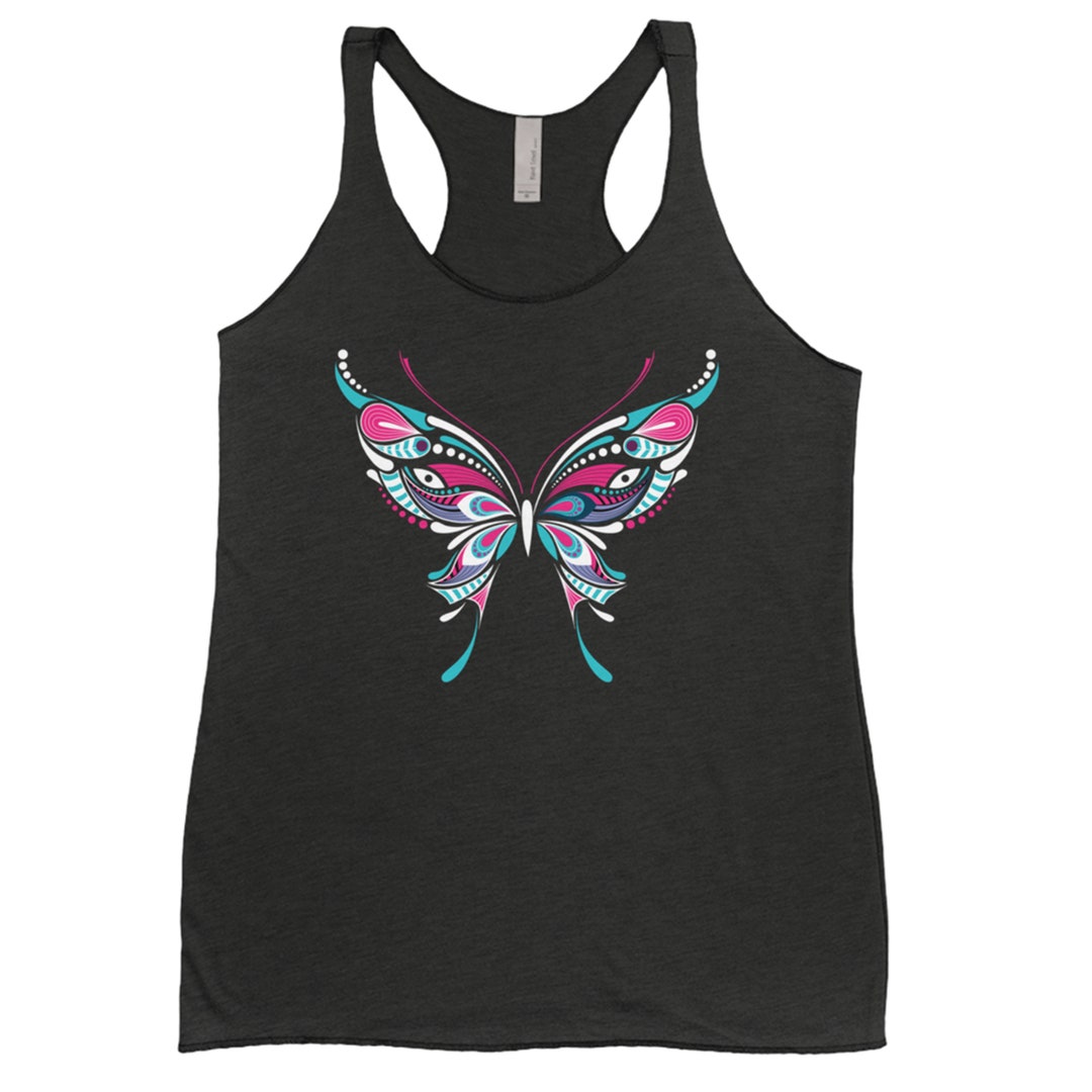 Butterfly Womens Tank Top Butterflies Tank Tribal Tank Top Pink Tank ...