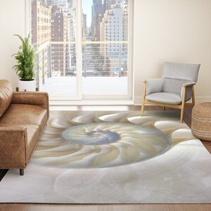 Nautilus Shell Rug Beige Rug Ocean Rug Beachy Floor Rug Fibonacci Mat ...