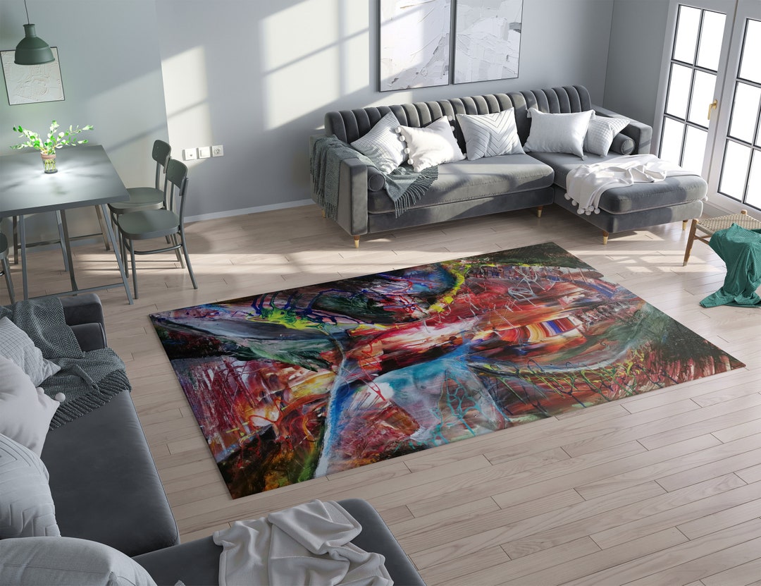 Abstract Art Rug Colorful Rugs Psychedelic Rugs Psychadelic Area Rug ...