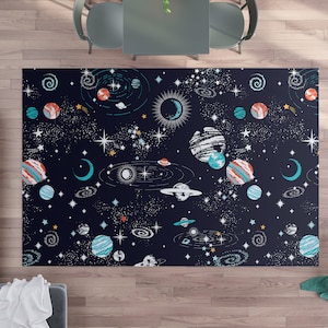 Space Galaxy Rug Blue Orange Space Rug Girls Boys Rug Kids Floor Rug ...