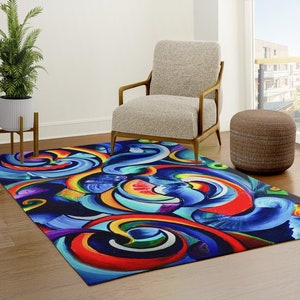 Colorful Rug Abstract Art Rugs Psychedelic Rug Colorful Floor Rug ...