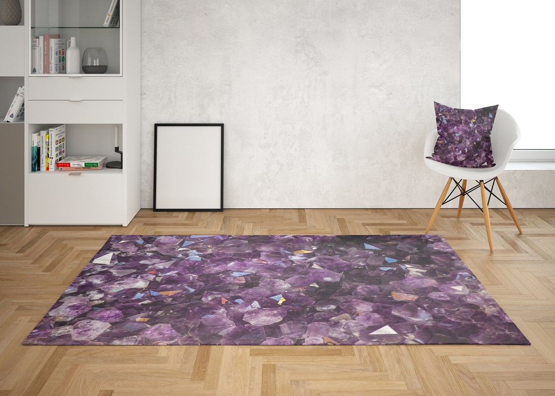 Amethyst Rug Crystal Rugs Purple Floor Mat Spiritual Rugs 2x3 3x5 4x6 ...