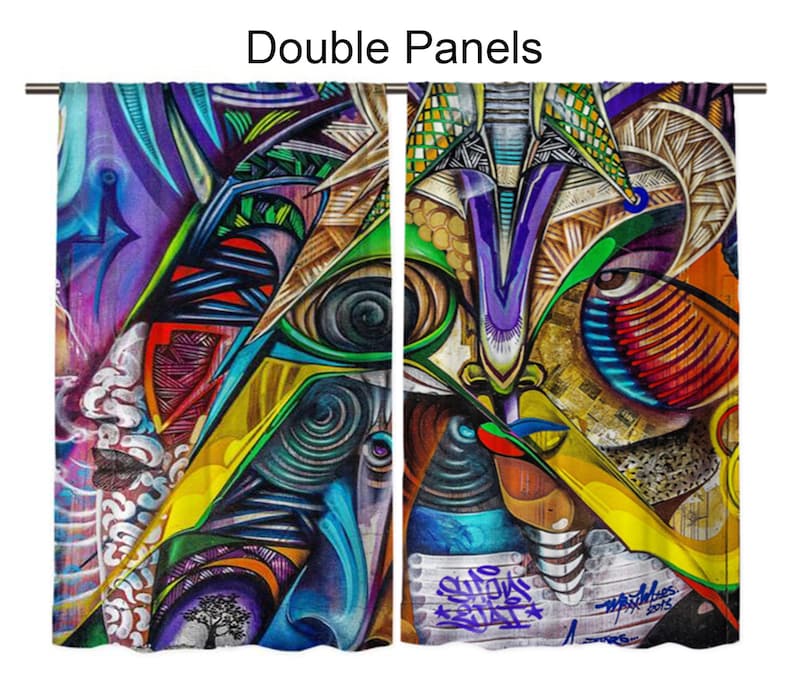 Graffiti Window Curtains Colorful Drapery Curtain Panels African Window ...