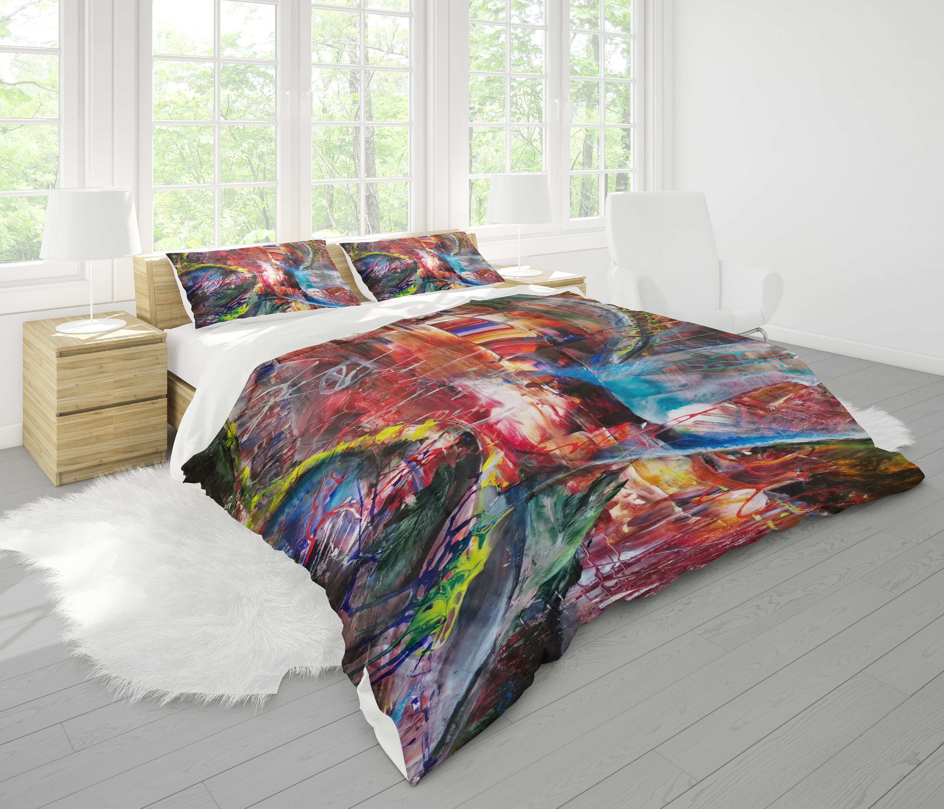 Abstract Art Duvet Cover or Comforter Artsy Colorful Bedding | Etsy