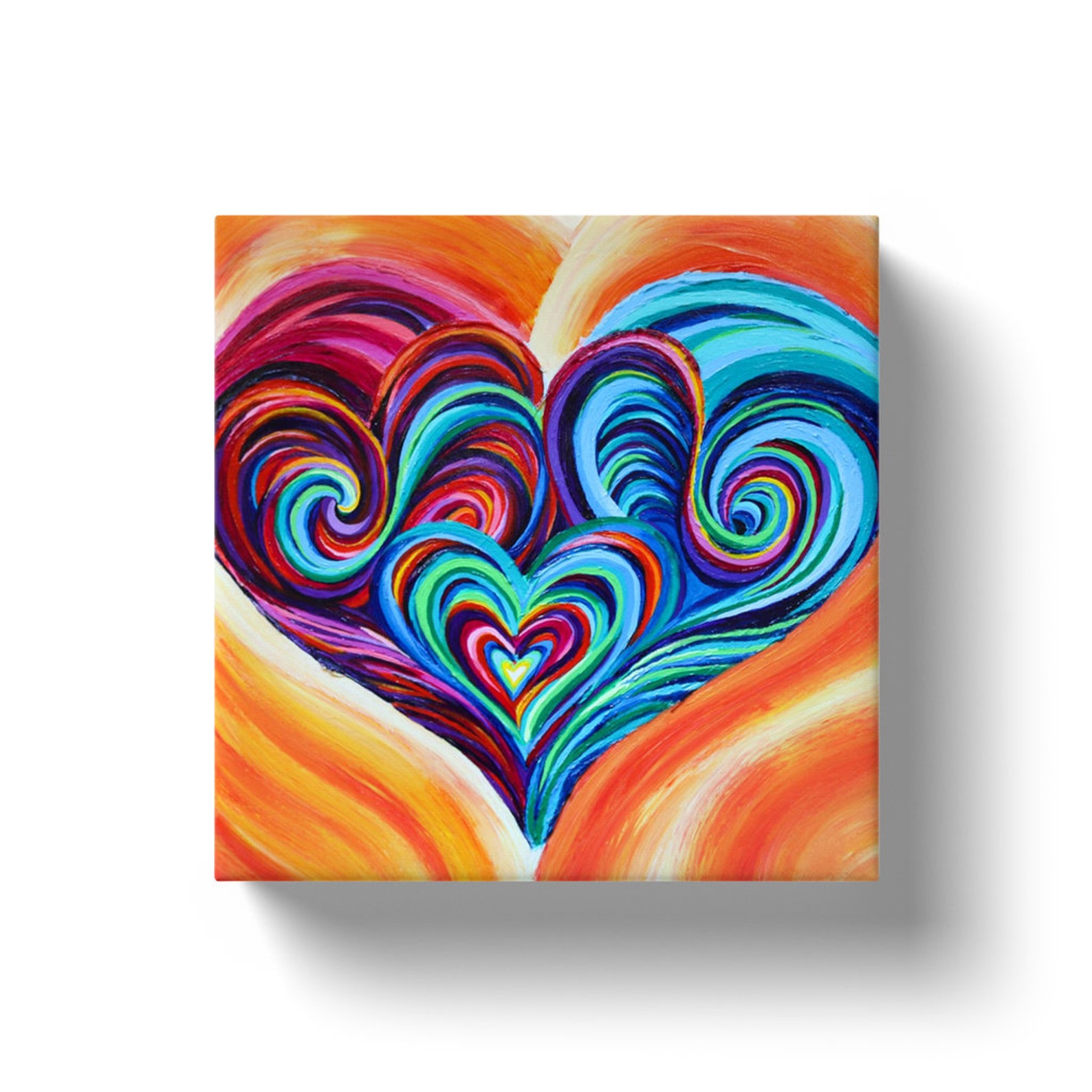 Heart Art Canvas Wrap or Art Print Colorful Artwork Framed | Etsy