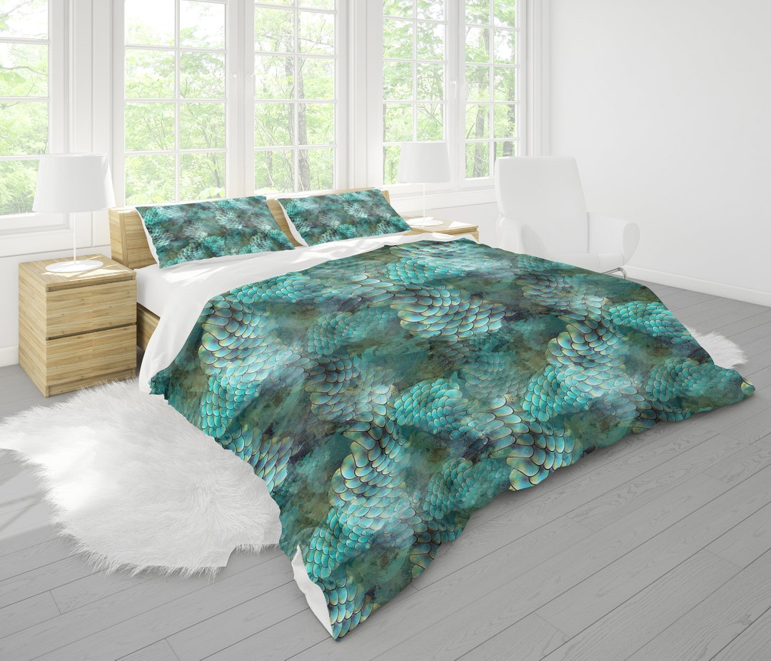 Mermaid Comforter or Duvet Cover Aqua Bedding Ocean Bedding - Etsy