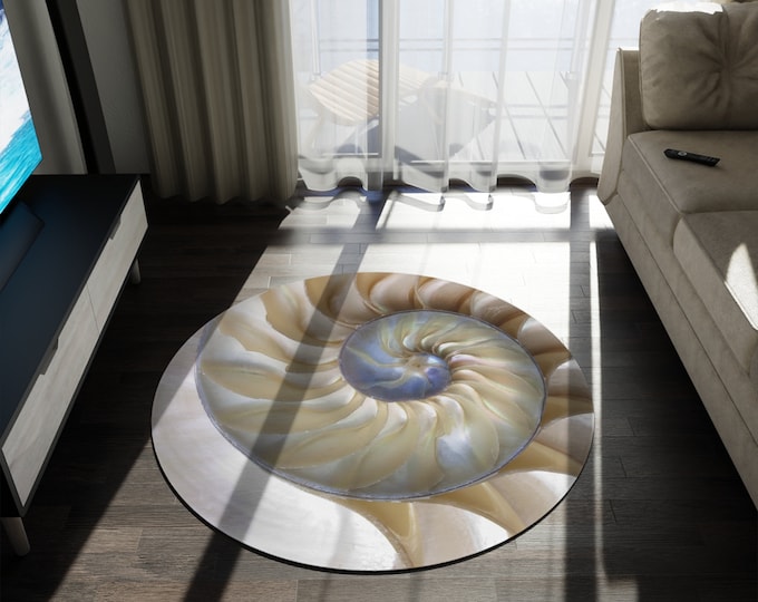 Nautilus Shell Bath Mat Bathroom Ocean Decor Beige Bath Mats Shells ...