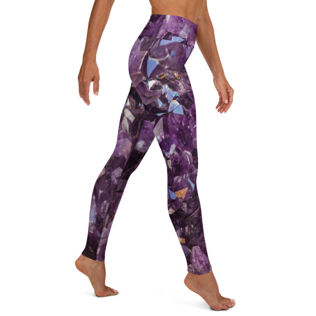 Amethyst Yoga Pants Purple Leggings Crystal Yoga Pants - Etsy