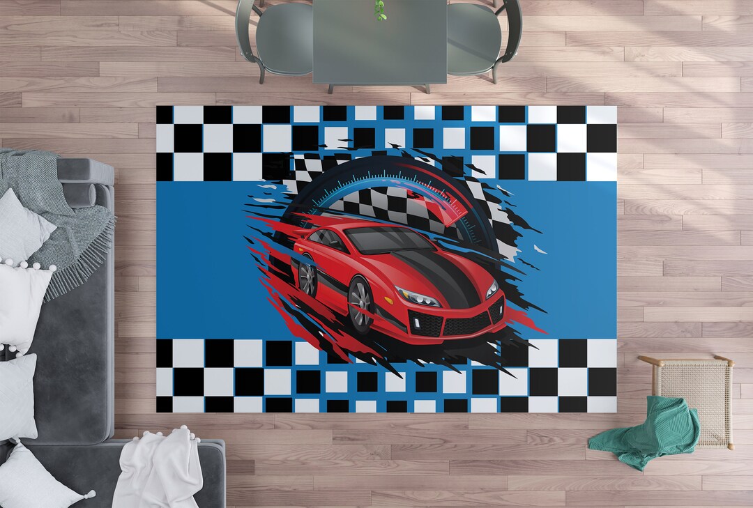 Race Car Rug Blue Red Cars Racing Rugs 3x5 4x6 5x7 5x8 8x10 - Etsy