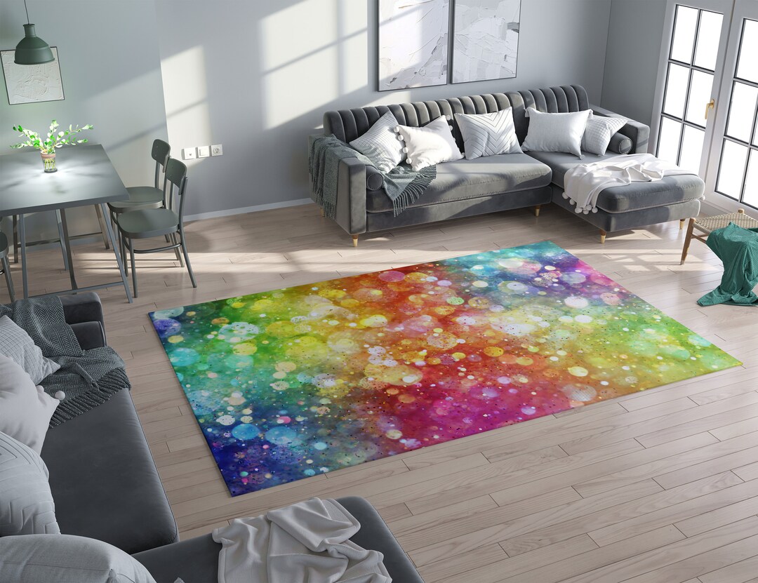Rainbow Confetti Rug Rainbow Rug Rainbow Rugs Girly Floor Rug Childrens ...