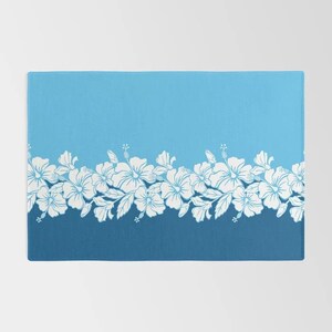 Hawaiian Hibiscus Rug Blue Hawaii Flowers Rug Floral Rugs Ocean Beach ...