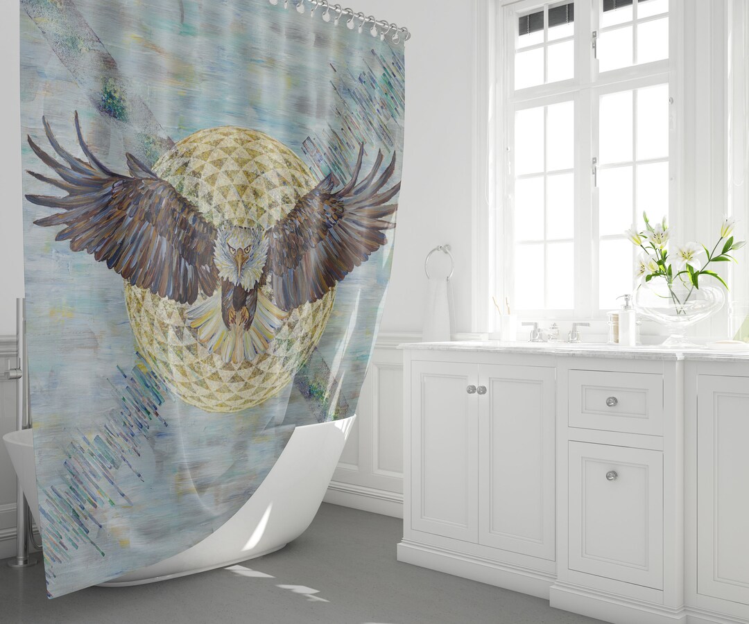 Bald Eagle Shower Curtain & or Bath Mat Sacred Geometry Torus Seed ...