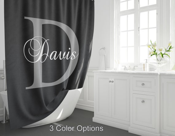 Custom Monogram Shower Curtain Personalized Name Shower | Etsy