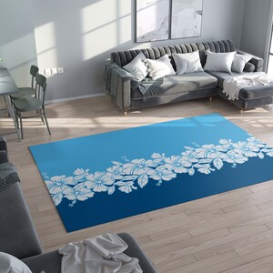 Hawaiian Hibiscus Rug Blue Hawaii Flowers Rug Floral Rugs Ocean Beach ...