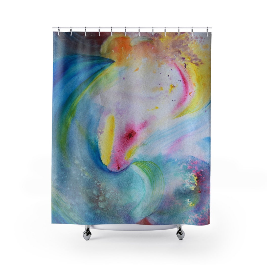 Cortina de ducha de acuarela abstracta decoración de baño de - Etsy España