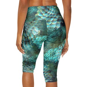 Mermaid Yoga Pants Blue Legging Yoga Pants Capri or Ankle Length Aqua ...