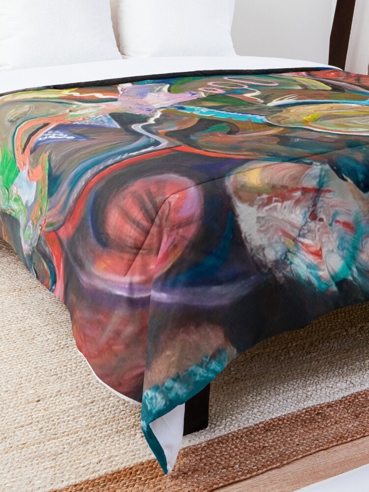 Abstract Art Duvet Cover or Comforter Artsy Colorful Bedding Twin Queen ...