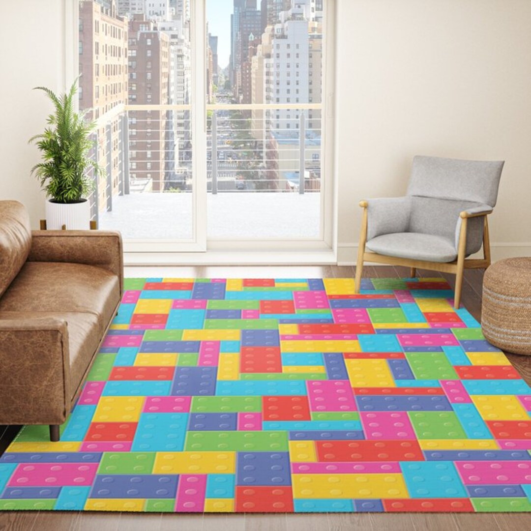 Building Blocks Rug Colorful Rug Kids Rug Bright Floor Rug Nursery Rugs ...
