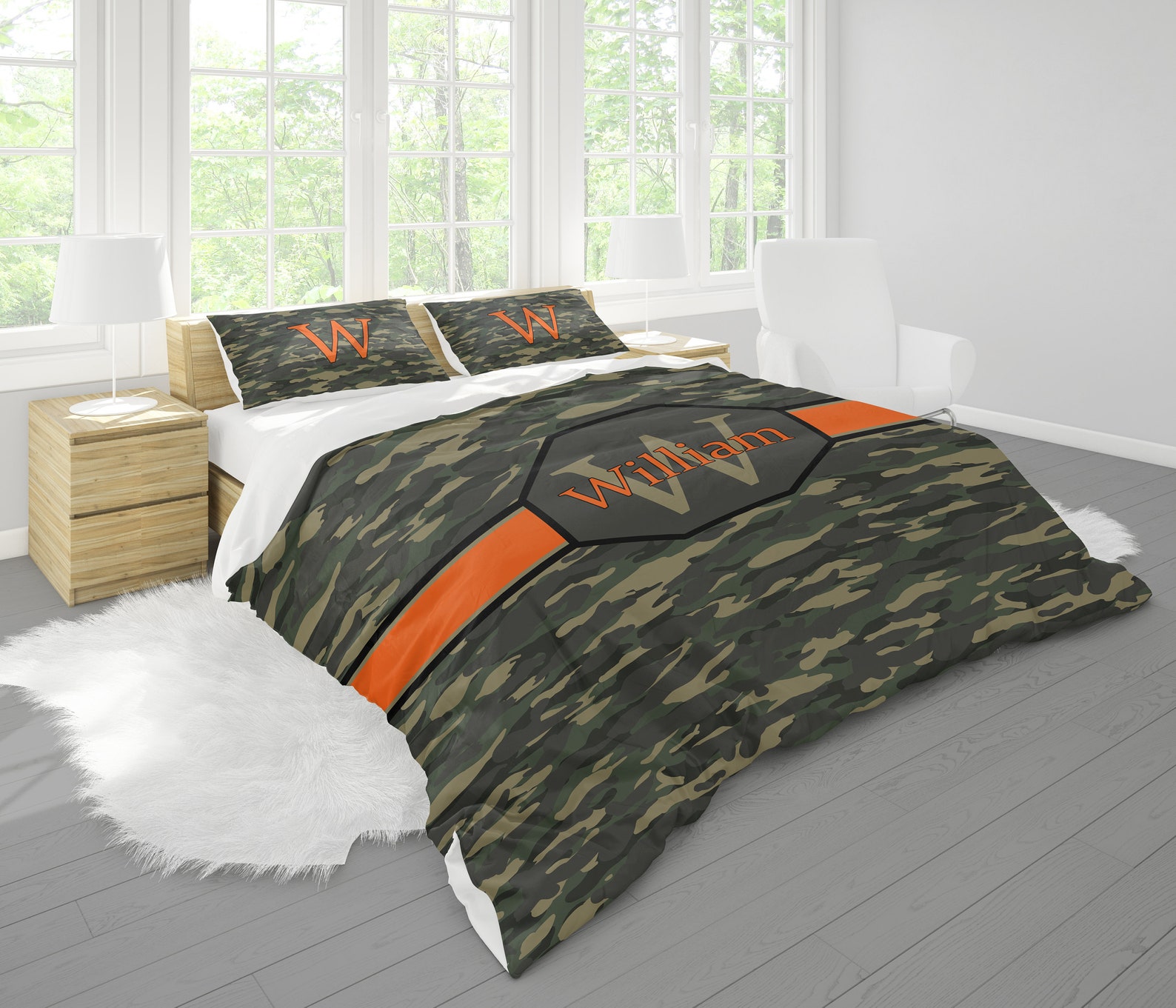 Custom Camo Comforter or Duvet Cover Monogram Bedding - Etsy