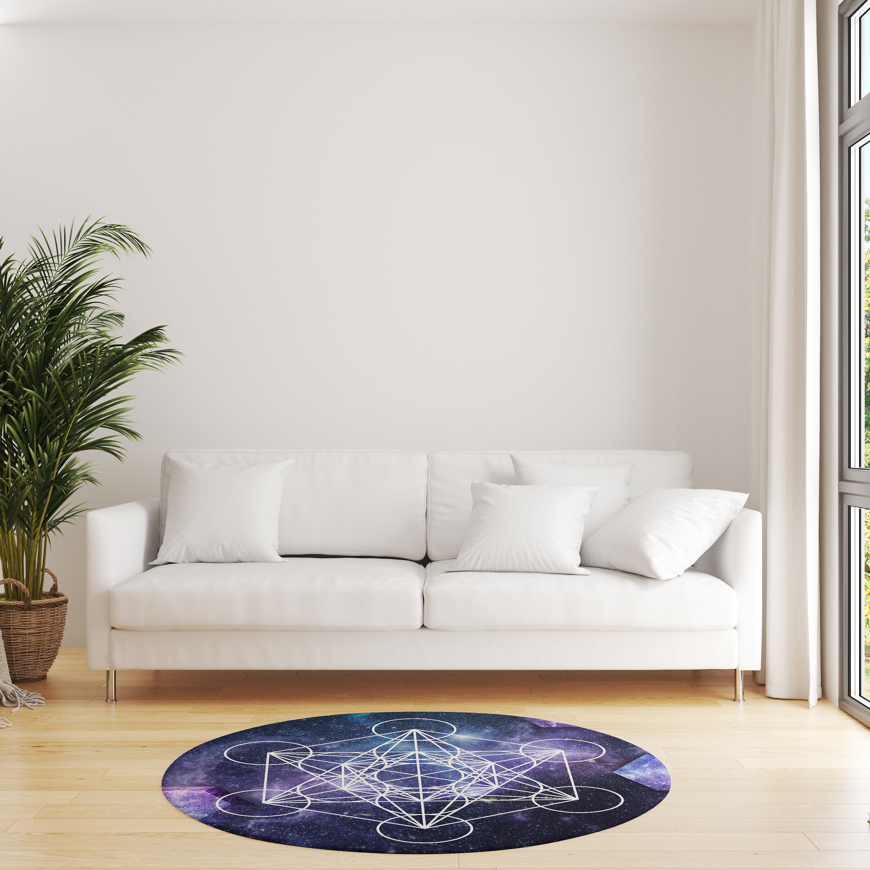 Metatron's Cube Rug Sacred Geometry Rug Galaxy Rug Blue Purple 2x3 3x5 ...