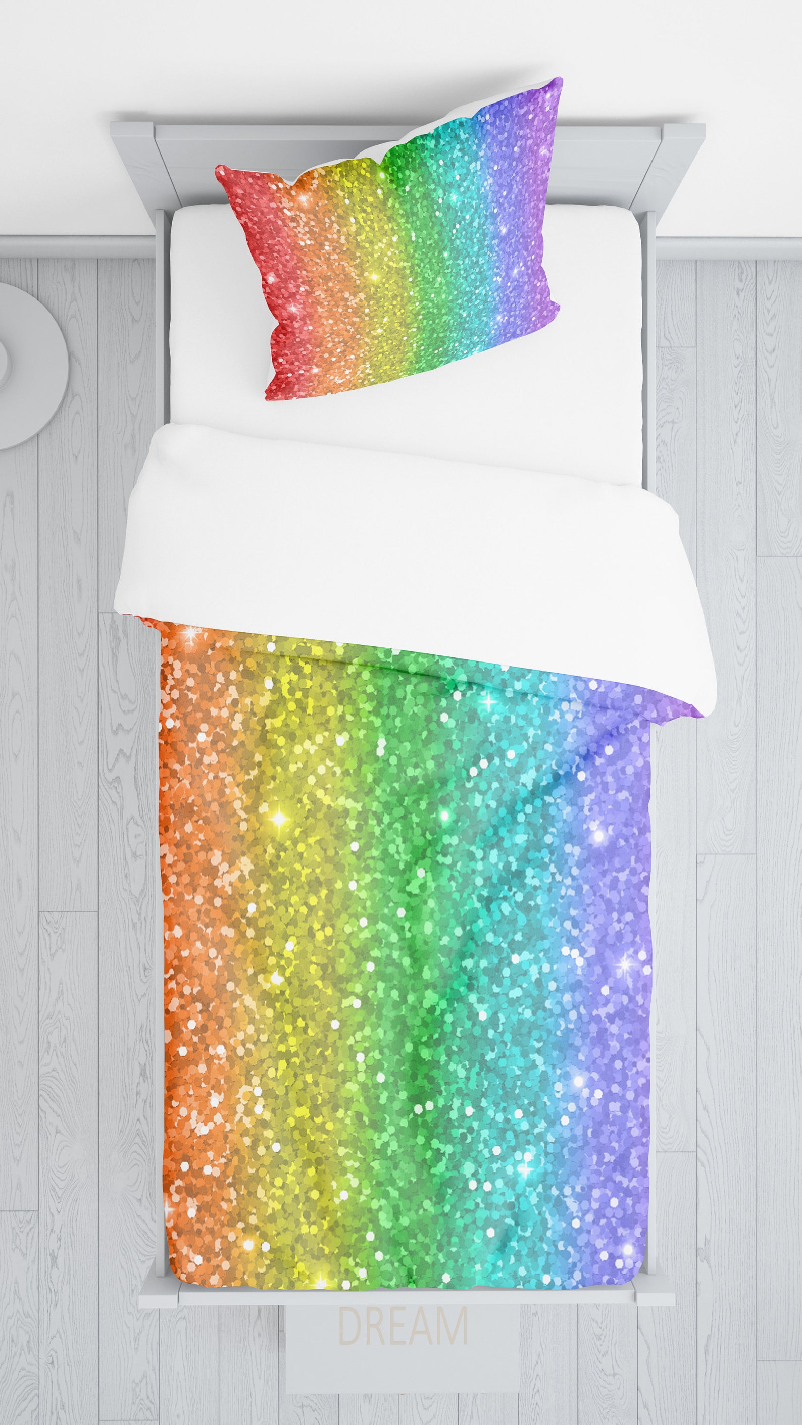 Rainbow Comforter or Duvet Cover Girls Bedding Girly Duvet Rainbow ...