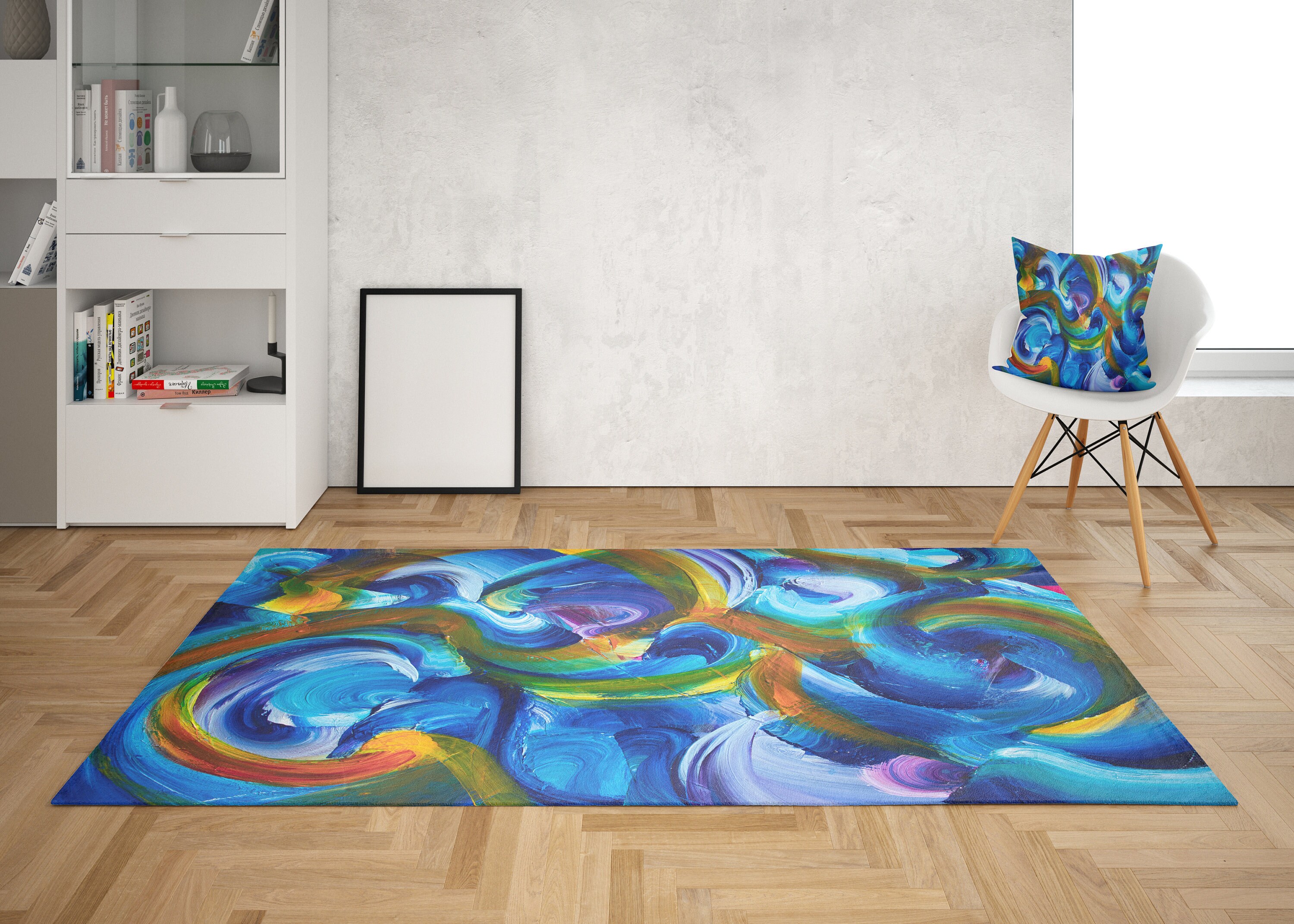 Abstract Art Rug Blue Rugs Swirly Unique Rugs 2x3 3x5 4x6 5x7 - Etsy