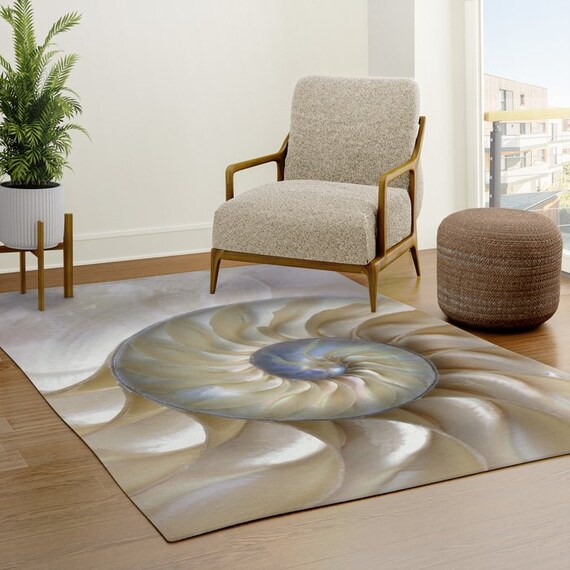 Nautilus Shell Rug Beige Rug Ocean Rug Beachy Floor Rug - Etsy