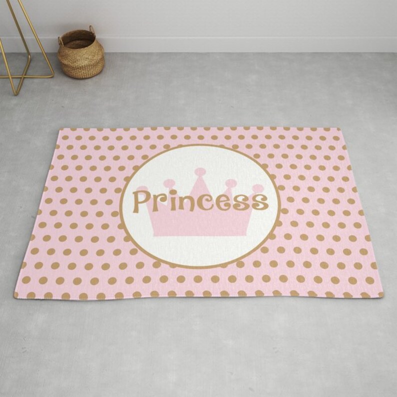 Pink & Gold Polka Dot Princess Rug Princesses Rug Girly Rugs | Etsy