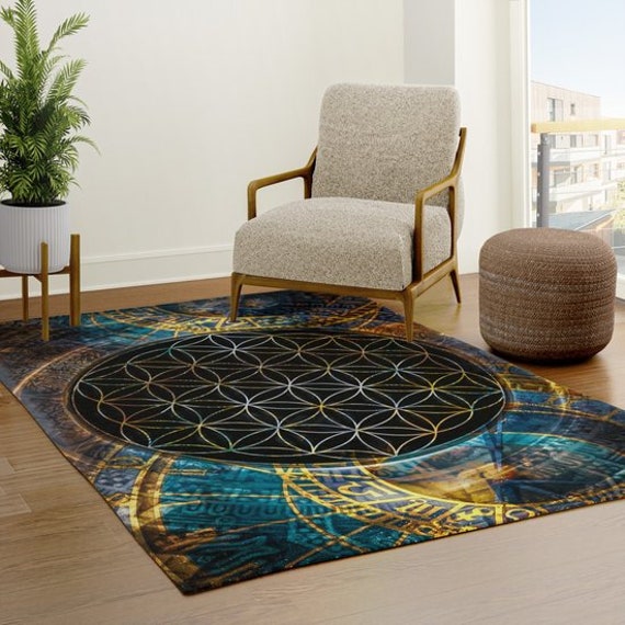 Flower of Life Rug,Spiritual Rug,Floor Rug,Sacred Geometry Decor Rug ...