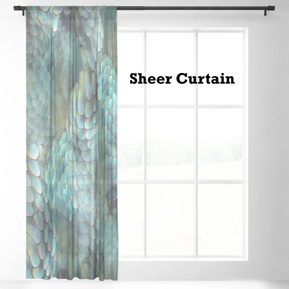 Mermaid Window Curtain Aqua Drapery Curtain Panels Blue Window | Etsy