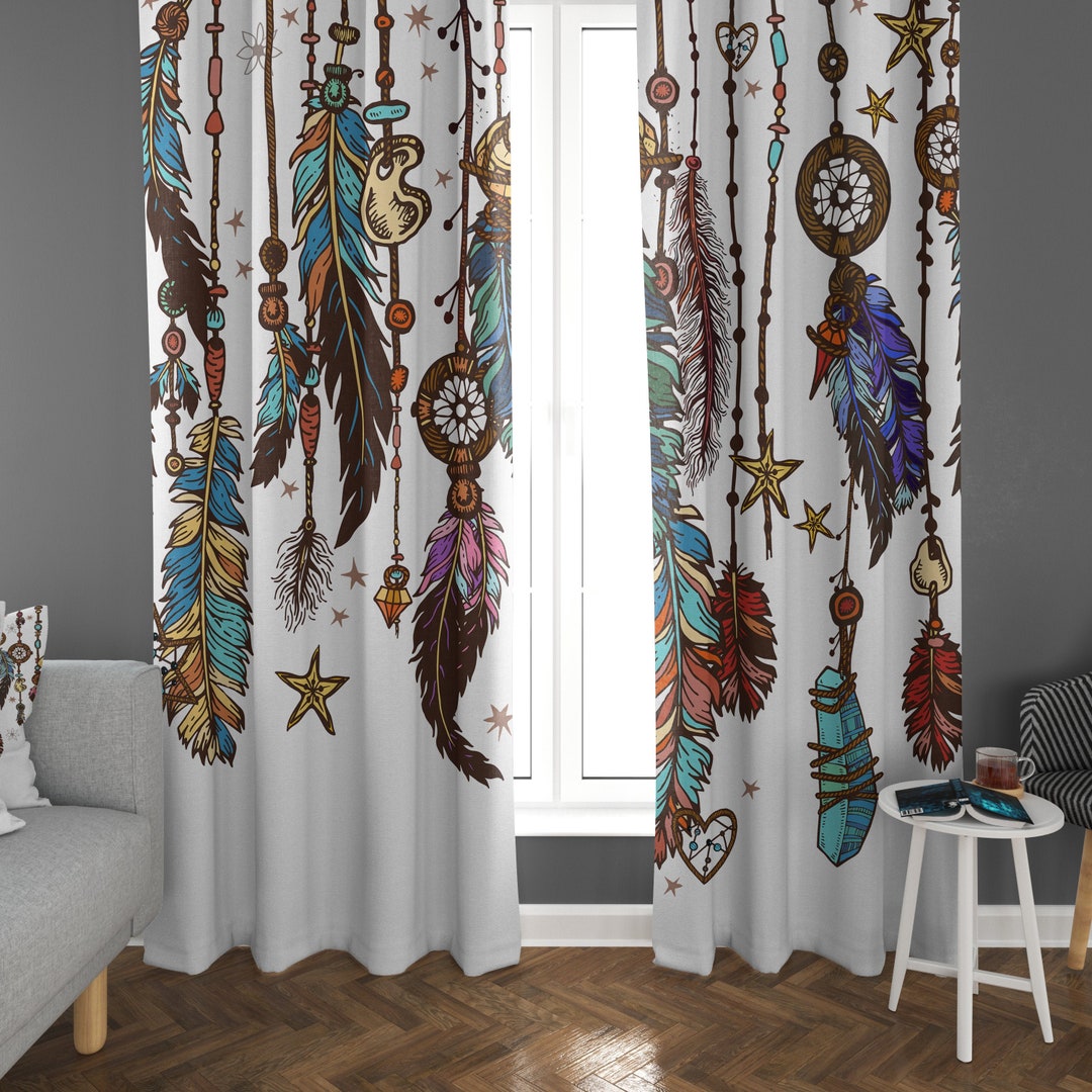 Dream Catcher Window Curtain Feather Drapery Dream Catcher Curtain ...
