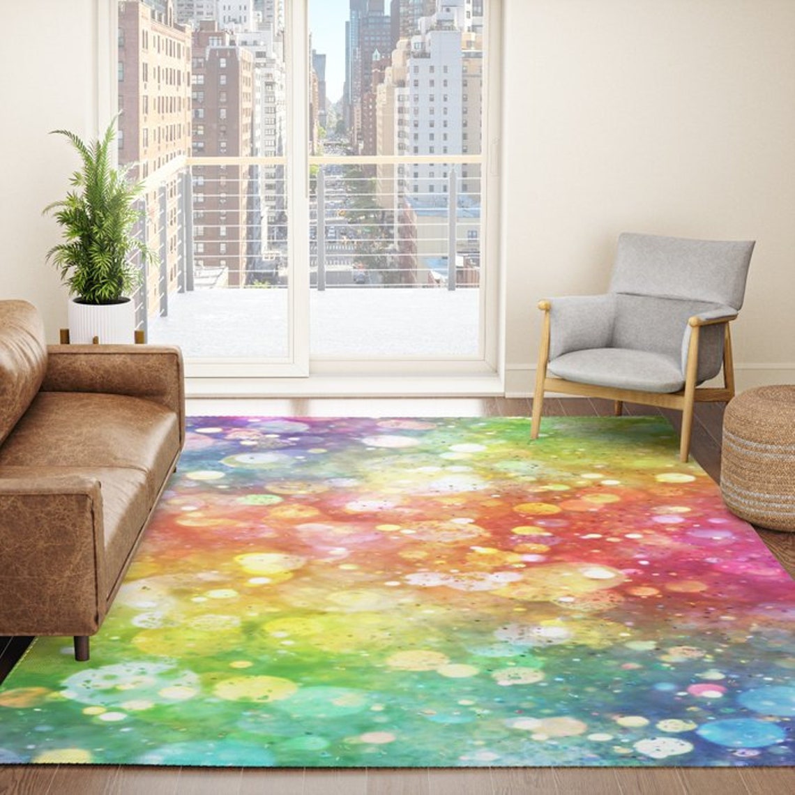 Rainbow Confetti Rug Rainbow Rug Rainbow Rugs Girly Floor Rug | Etsy