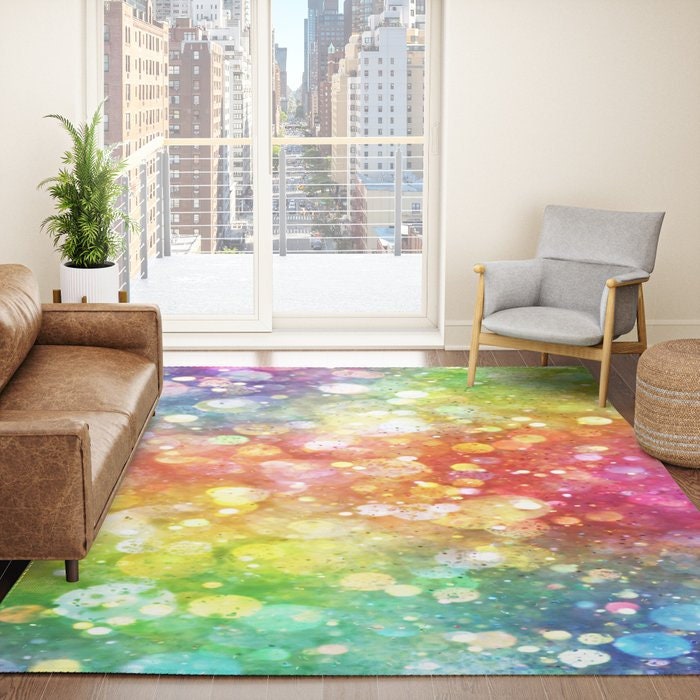 Rainbow Confetti Rug Rainbow Rug Rainbow Rugs Girly Floor Rug | Etsy