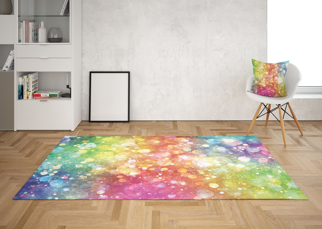Rainbow Confetti Rug Rainbow Rug Rainbow Rugs Girly Floor Rug - Etsy