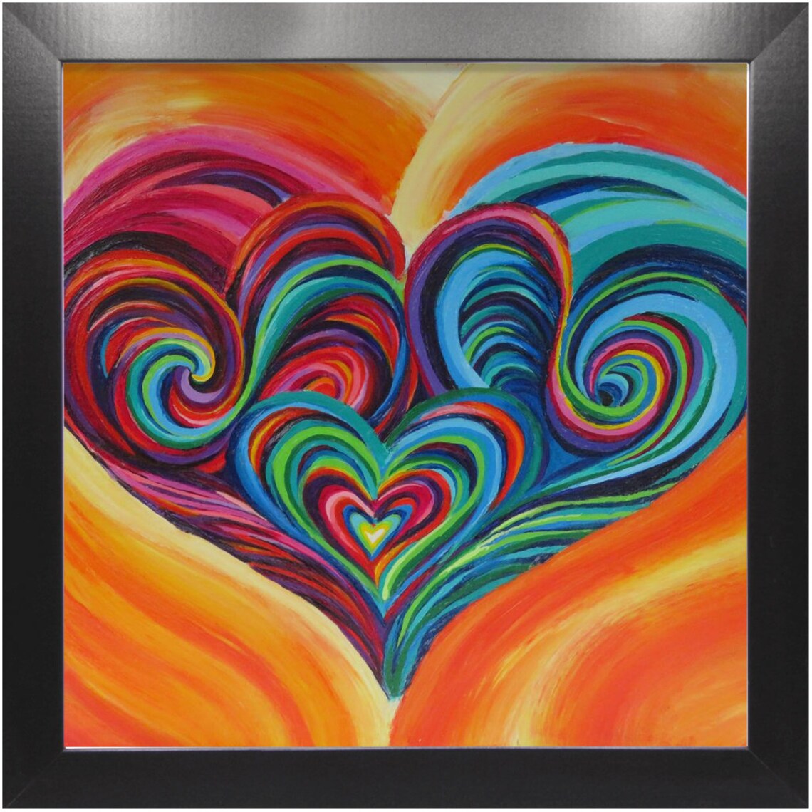 Heart Art Canvas Wrap or Art Print Colorful Artwork Framed Kids Hearts ...