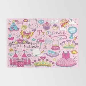 Princess Rug Rainbow Rug Princess Rug Princess Floor Rug Pink Rugs 3x5 ...