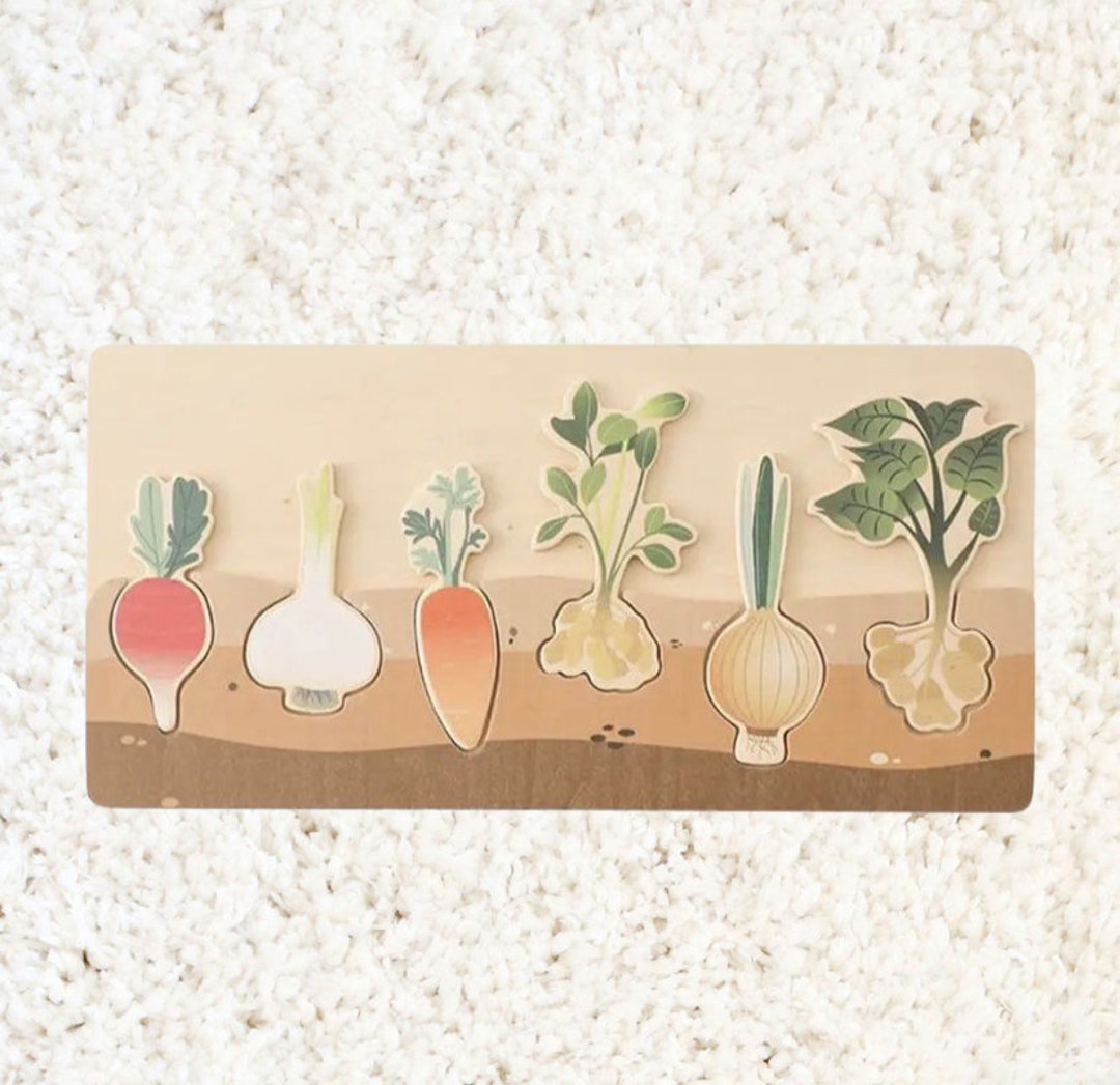 Wooden Root Vegetable Puzzle Montessori Gardening Puzzle Children ...