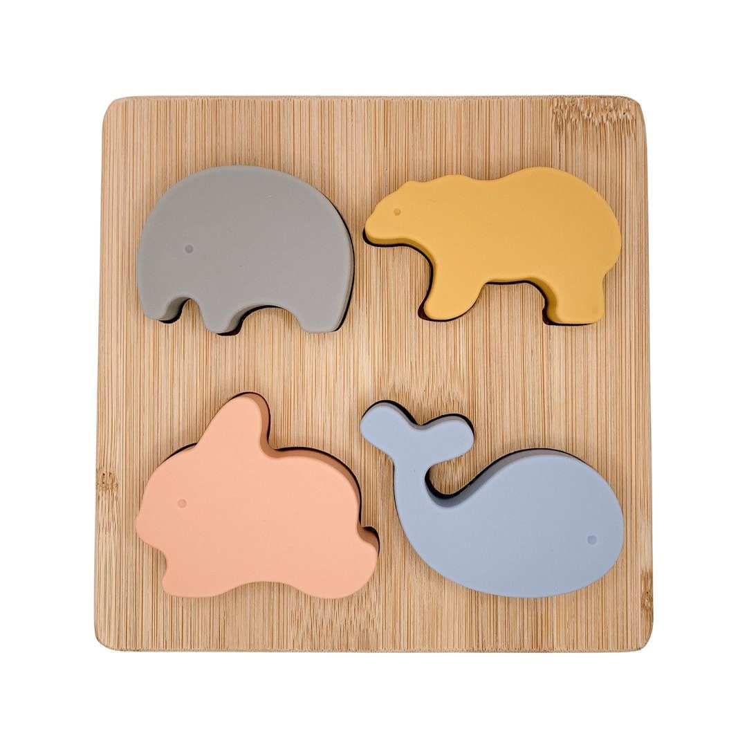 Simple Animal Puzzle for Toddler Montessori Wooden Puzzle Toy Silicone ...